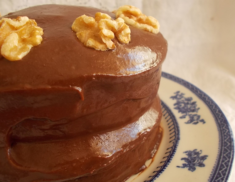 Chocolate Fudge Cake with Walnut Whip Frosting - The Chestnut Candle